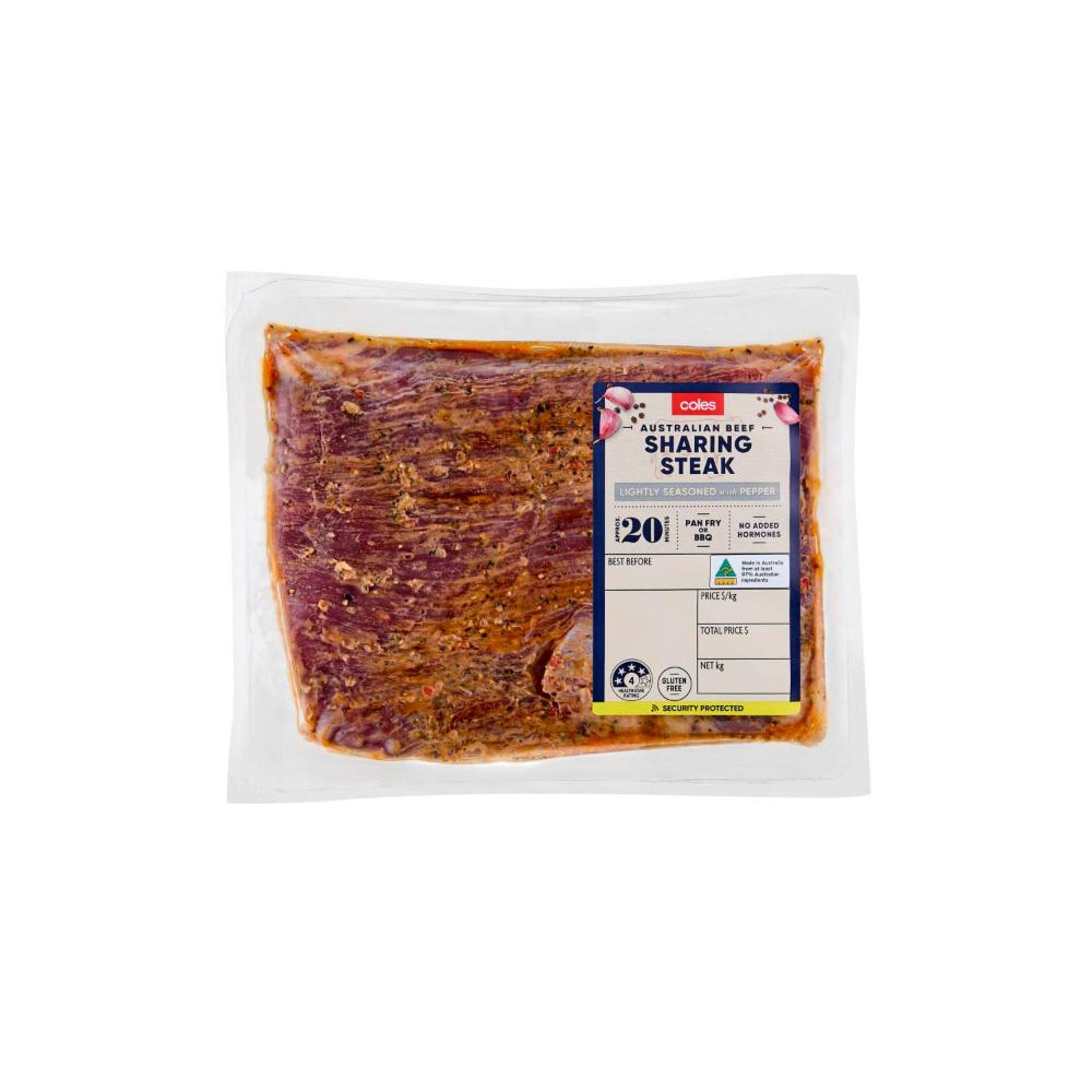 Buy Coles Beef Sharing Steak Seasoned With Pepper approx. 740g | Coles