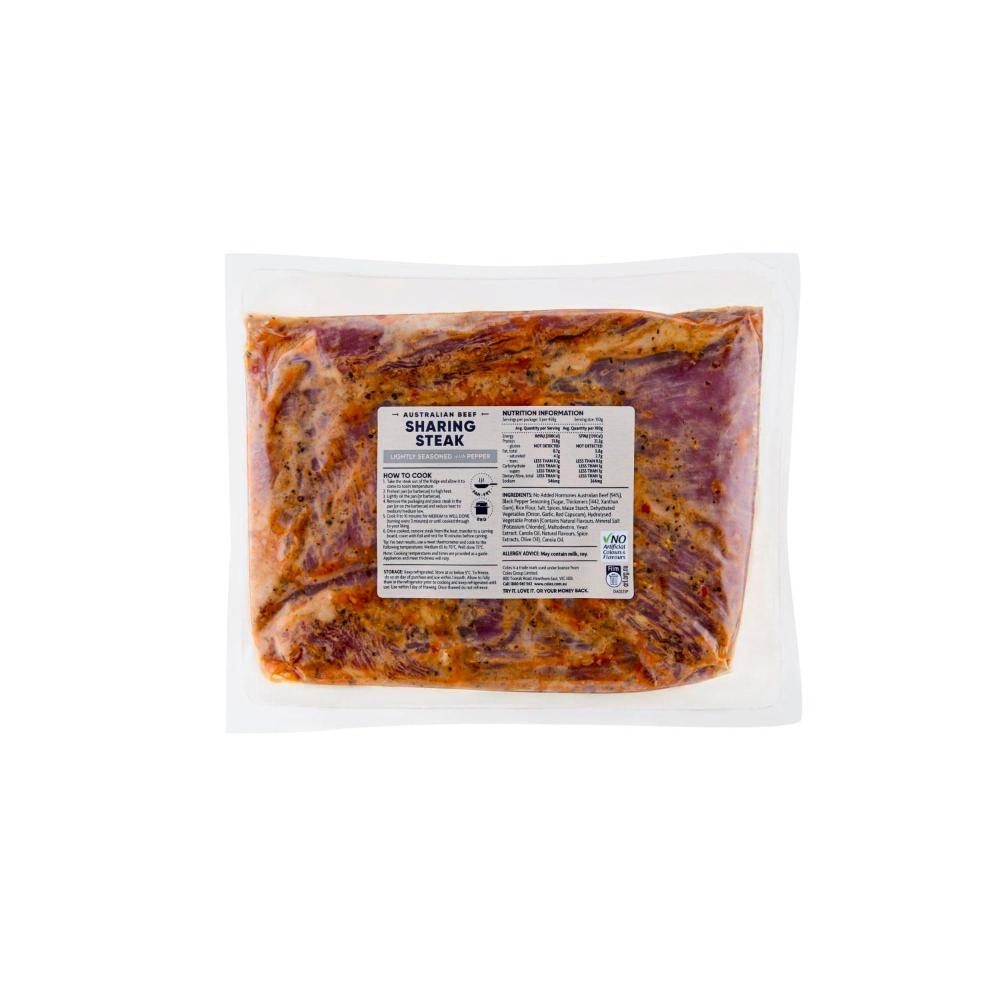 Coles Beef Sharing Steak Seasoned With Pepper | approx. 740g ...