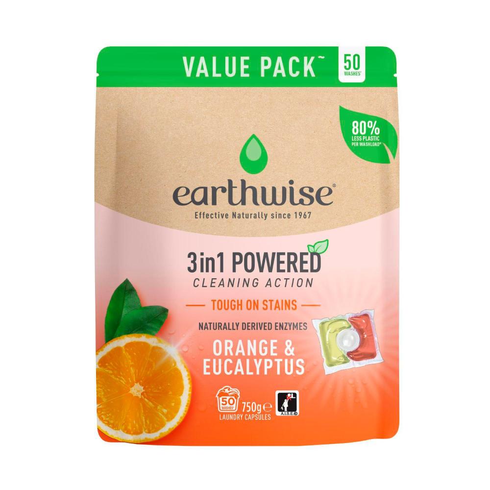 Buy Earthwise 3 In 1 Laundry Capsules Orange & Eucalyptus 50 Pack | Coles