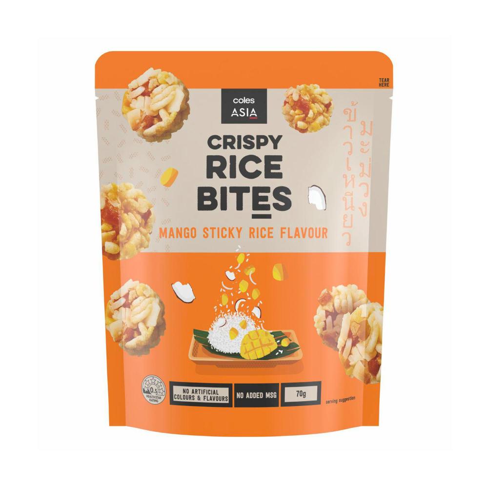 Buy Coles Asia Crispy Rice Bites Mango Stick Rice Flavour 70g | Coles