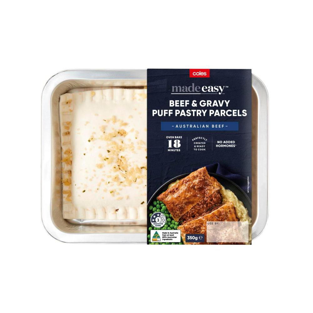 Buy Coles Made Easy Beef And Gravy Puff Pastry Parcel 350g | Coles