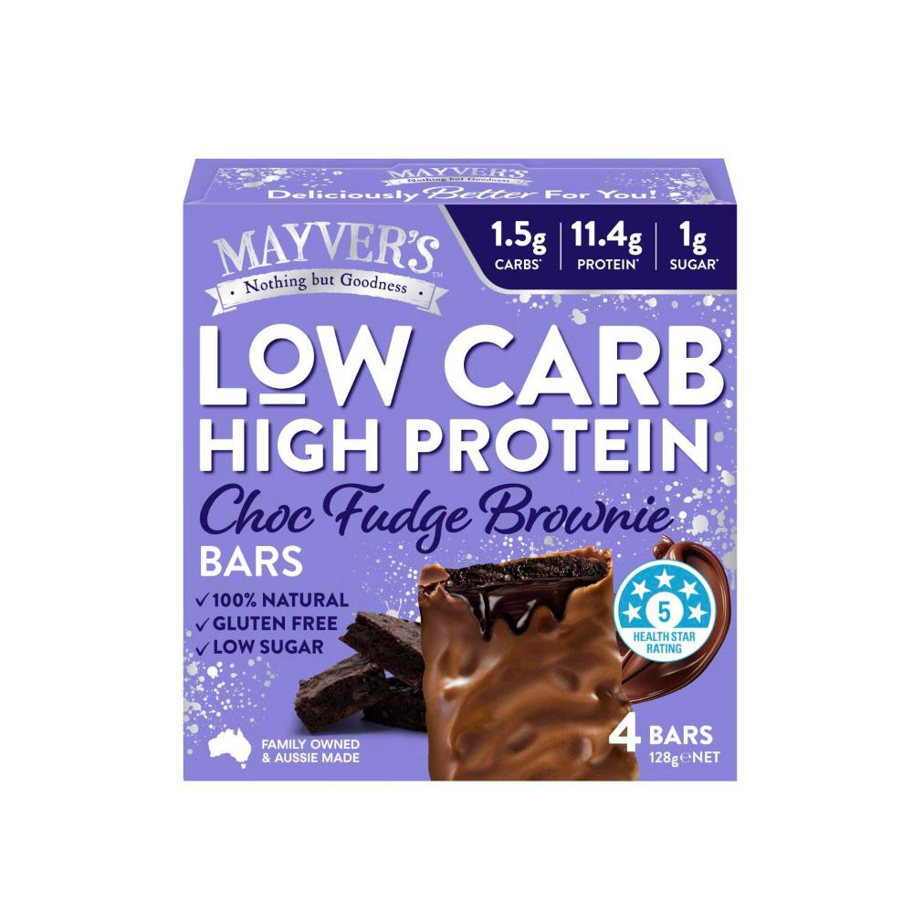 Buy Mayver's Low Carb High Protein Choc Fudge Brownie Bars 4 Pack 128g ...