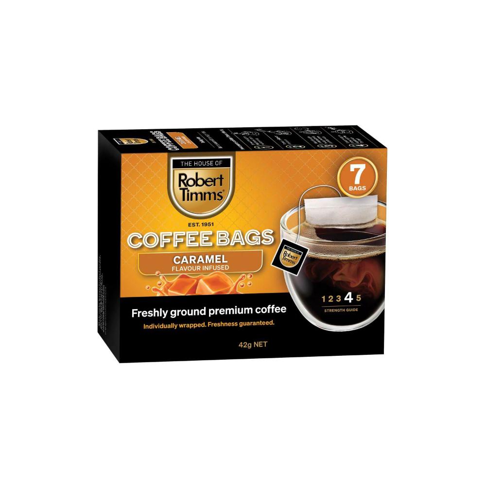 Buy Robert Timms Coffee Bags Caramel 7 Pack | Coles