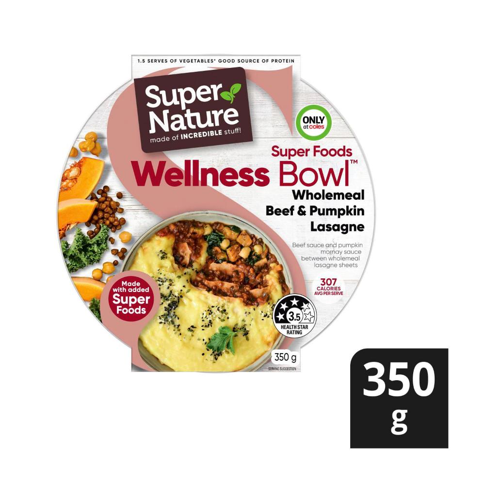 Buy Super Nature Wellness Bowl Wholemeal Beef Pumpkin Lasagne 350g | Coles