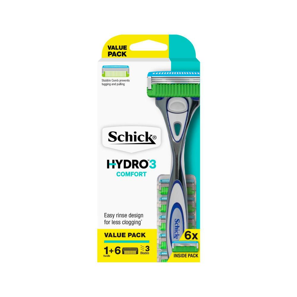 Buy Schick Hydro 3 Comfort Razor Kit With 6 Refill Blades 1 Pack | Coles