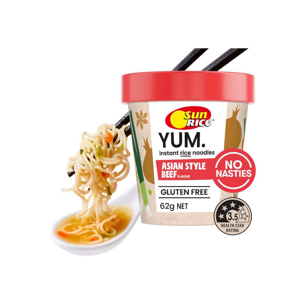 Buy Sunrice Yum Asian Style Beef Flavour Instant Rice Noodles Gluten ...