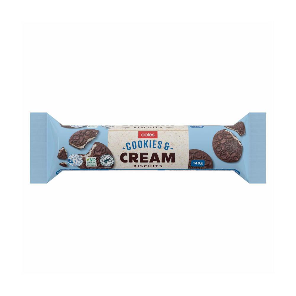 Buy Coles Cookies And Cream Biscuits 140g | Coles