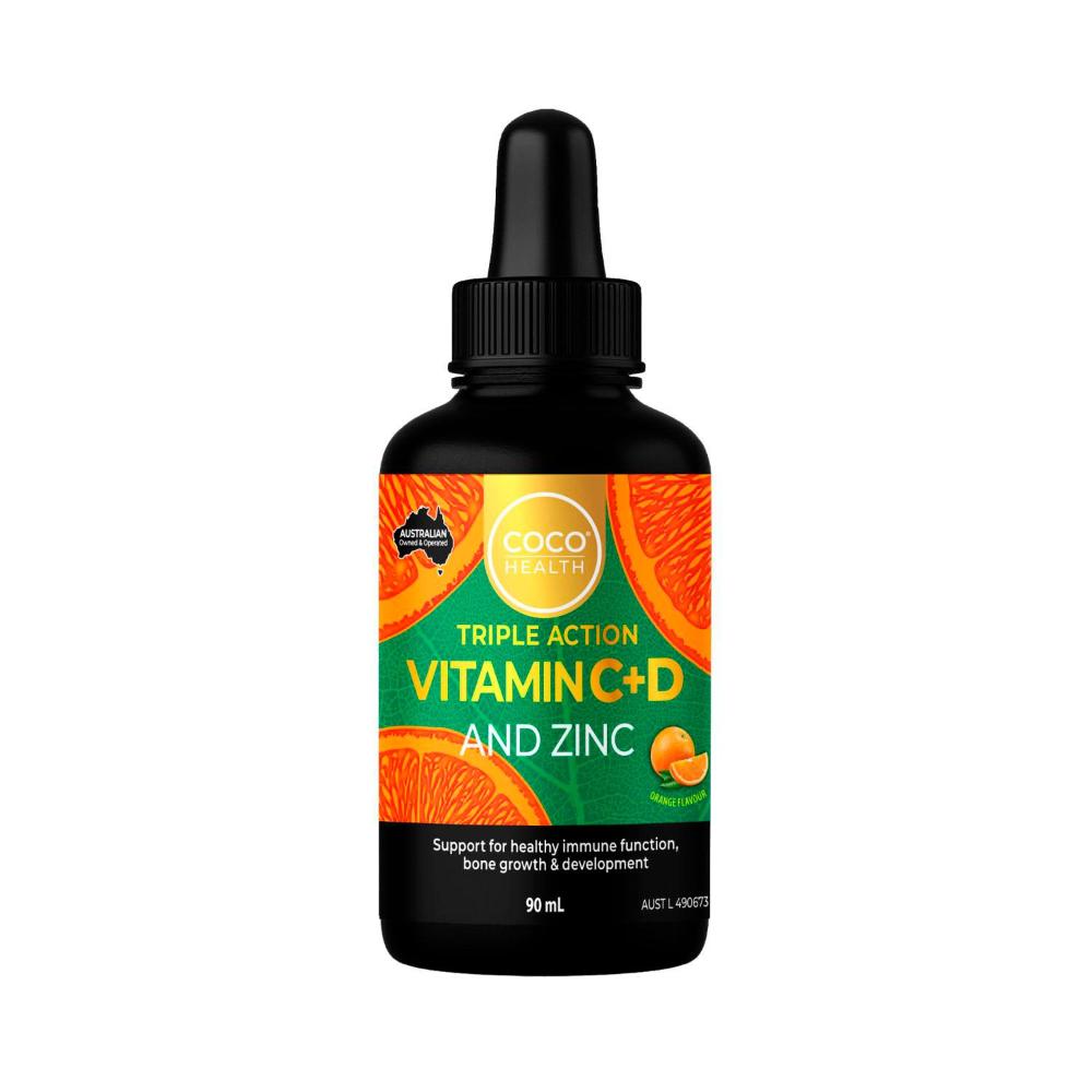 Buy Coco Health Triple Action Vitamin C D & Zinc 90mL | Coles