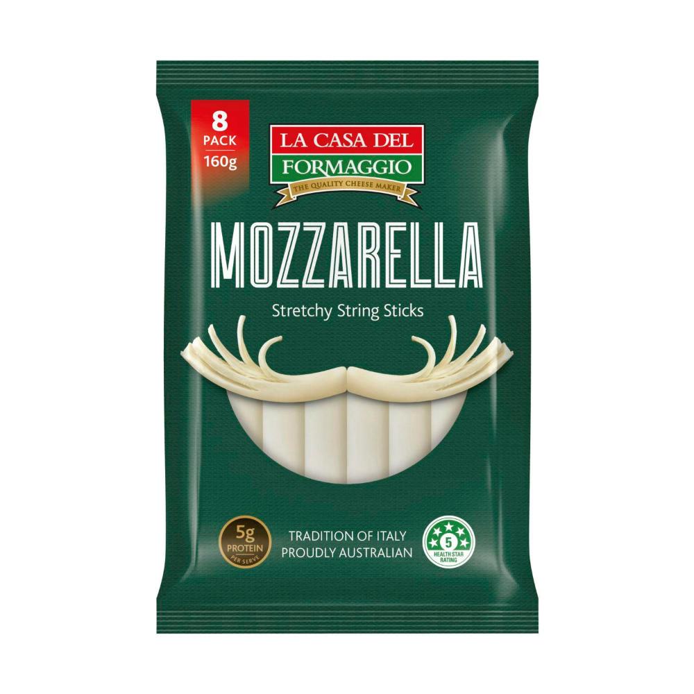 Buy La Casa Del Formaggio Mozzarella String Cheese Sticks 8 Pack 160g ...