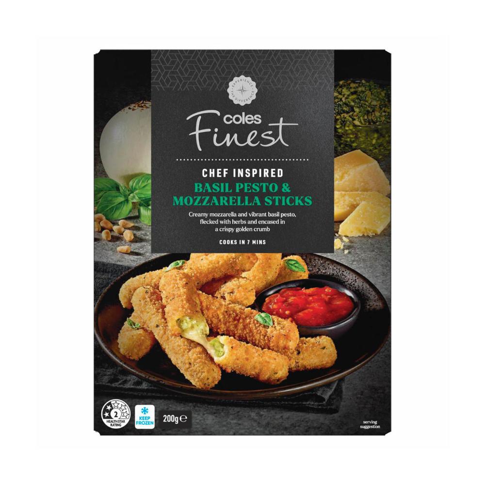 Buy Coles Finest Basil Pesto & Mozzarella Sticks 10 Pack 200g | Coles