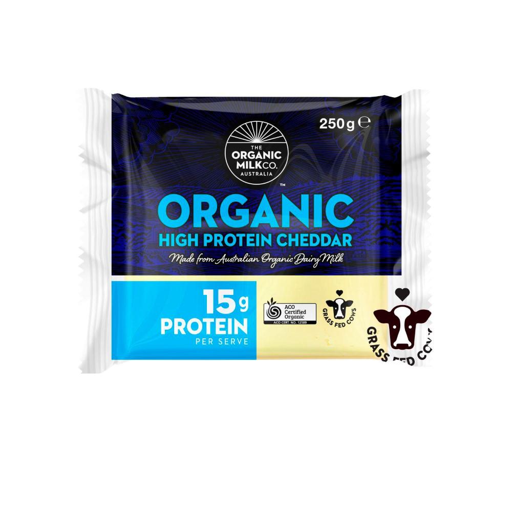Buy The Organic Milk Co Organic High Protein Cheddar Block 250g | Coles
