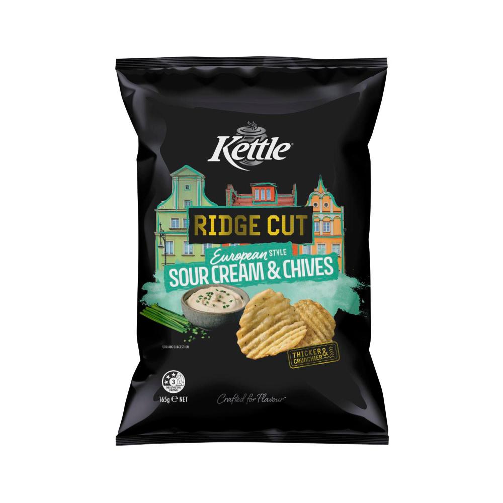 Buy Kettle Ridge Cut Potato Chips Sour Cream & Chives 165g | Coles