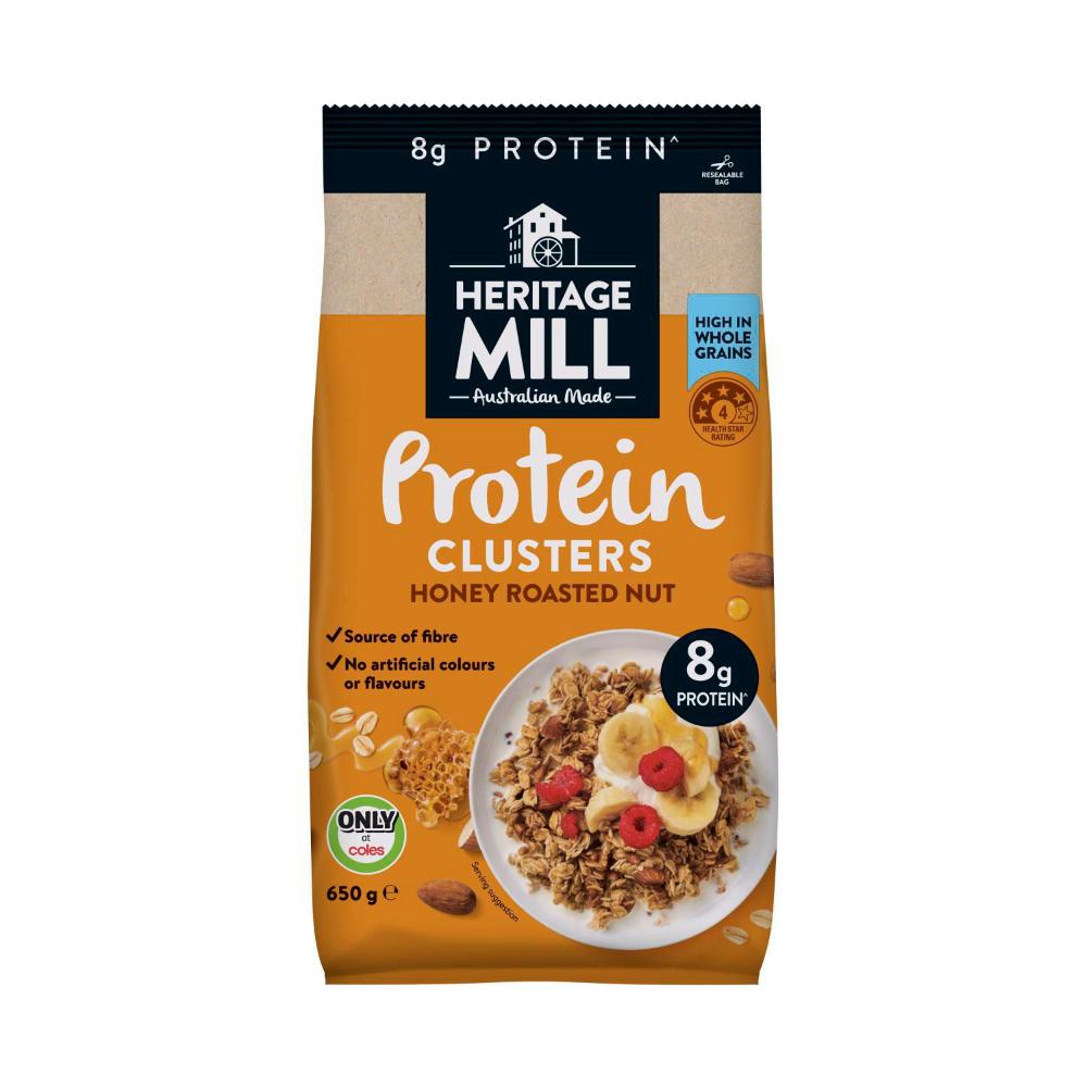 Buy Heritage Mill Protein Clusters Honey Roasted Nut 650g | Coles