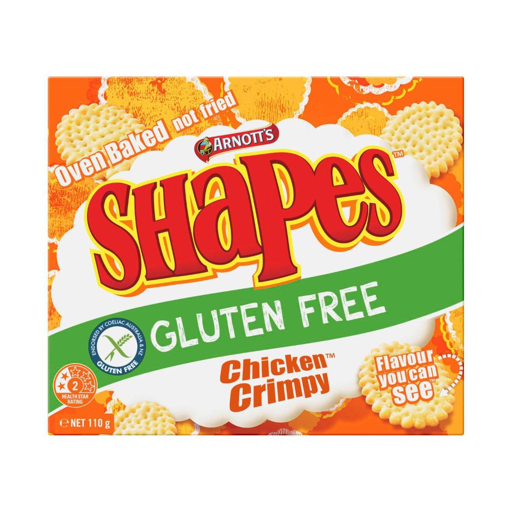 Buy Arnott's Gluten Free Shapes Biscuits Chicken Crimpy 110g | Coles