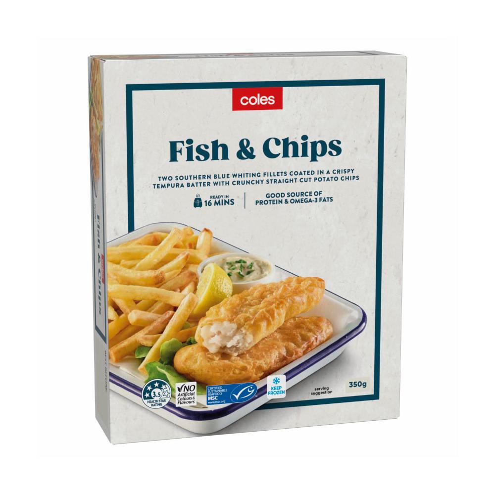Buy Coles Battered Southern Blue Whiting Fish & Chips 350g | Coles