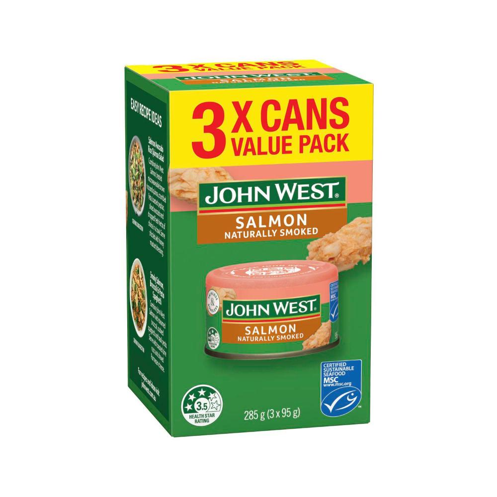 Buy John West Salmon Naturally Smoked 3 Pack | Coles
