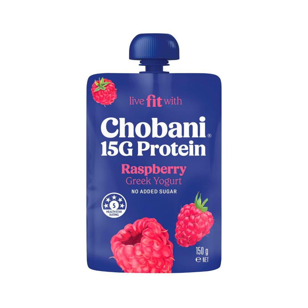 Buy Chobani Fit High Protein Greek Yogurt Pouch Raspberry 150g | Coles