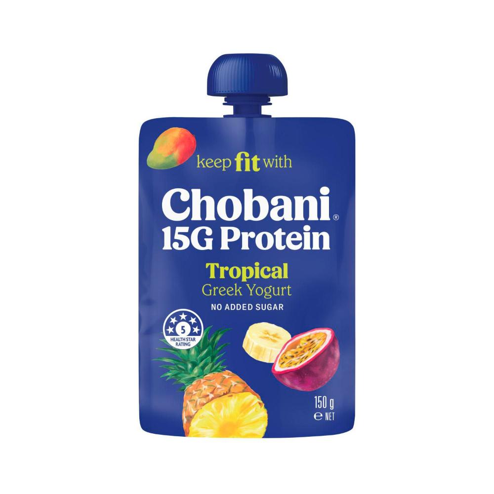 Buy Chobani Fit High Protein Greek Yogurt Pouch Tropical 150g | Coles