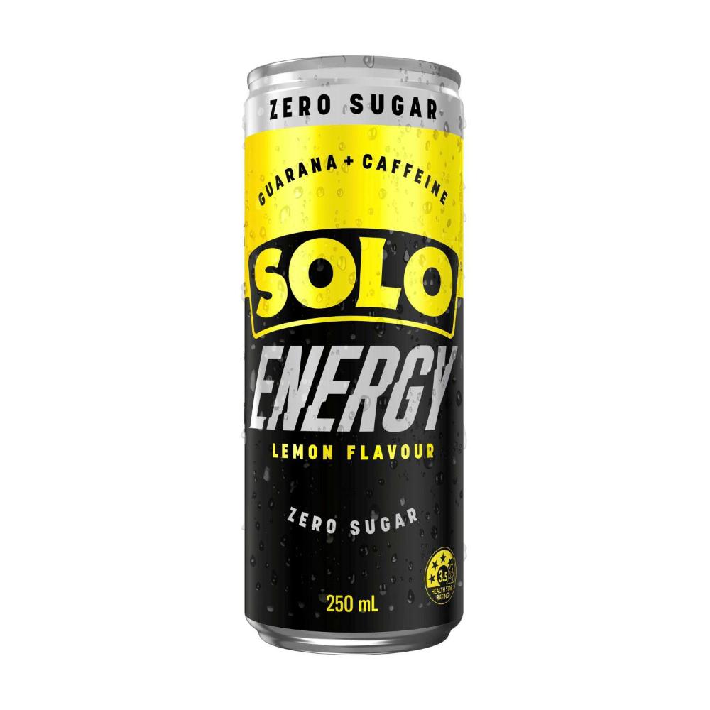 Buy Solo Energy Drink Zero Sugar Lemon Can 250mL | Coles