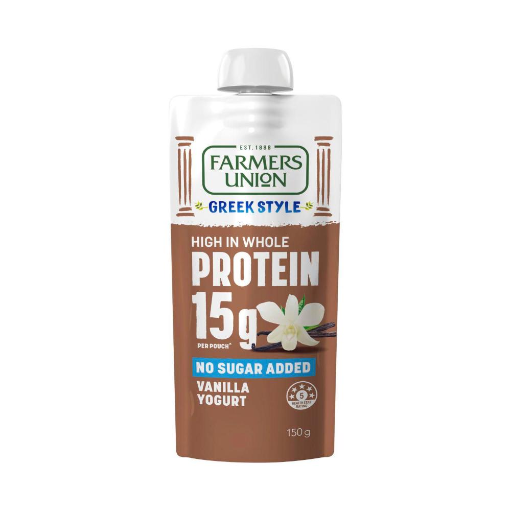 Buy Farmers Union No Added Sugar Protein Yoghurt Pouch Vanilla 150g | Coles