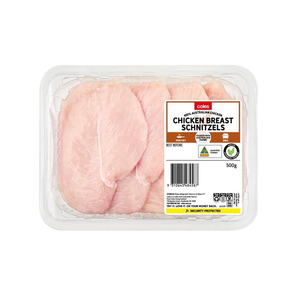 Buy Coles RSPCA Approved Chicken Breast Schnitzel 500g | Coles