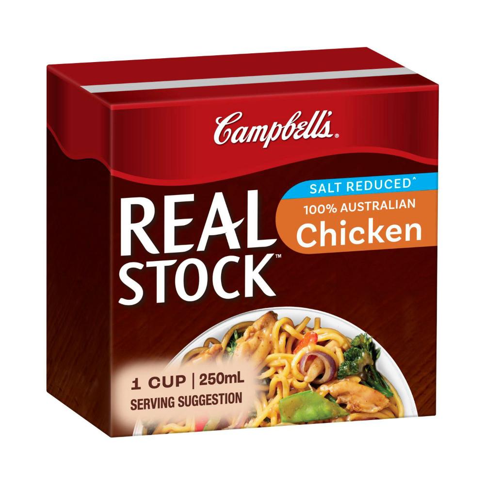 Buy Campbell's Real Stock Chicken Salt Reduced 250mL | Coles