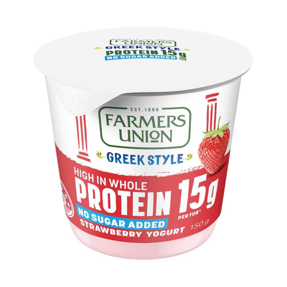 Buy Farmers Union Greek Style No Added Sugar Protein Yoghurt Strawberry ...