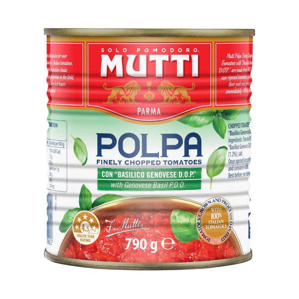 Buy Mutti Polpa Finely Chopped Tomatoes With Basil 790g | Coles