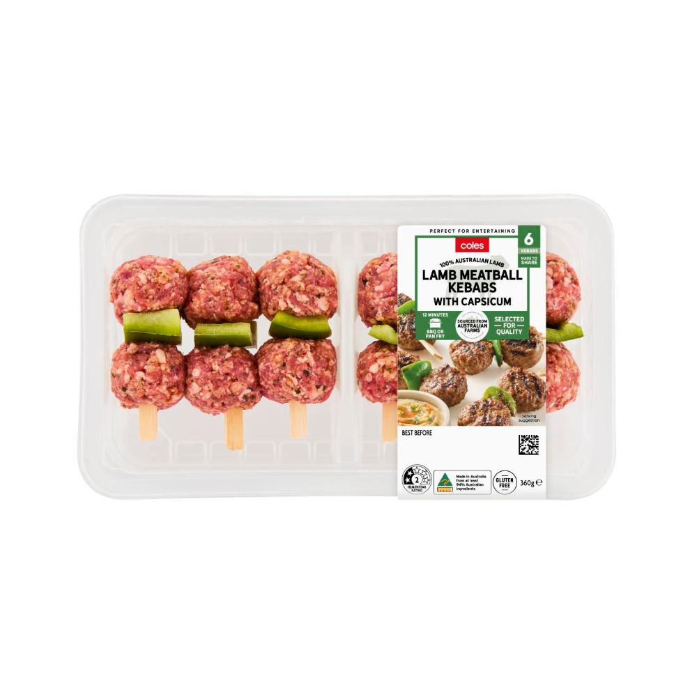Buy Coles Entertaining Meatball Kebabs With Capsicum 360g | Coles