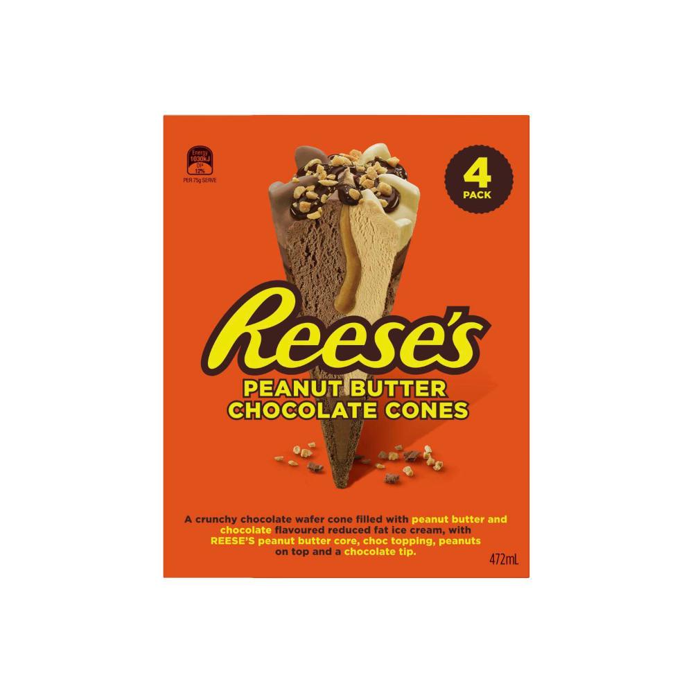 Buy Reese's Peanut Butter Chocolate Cone 4 Pack 472mL | Coles