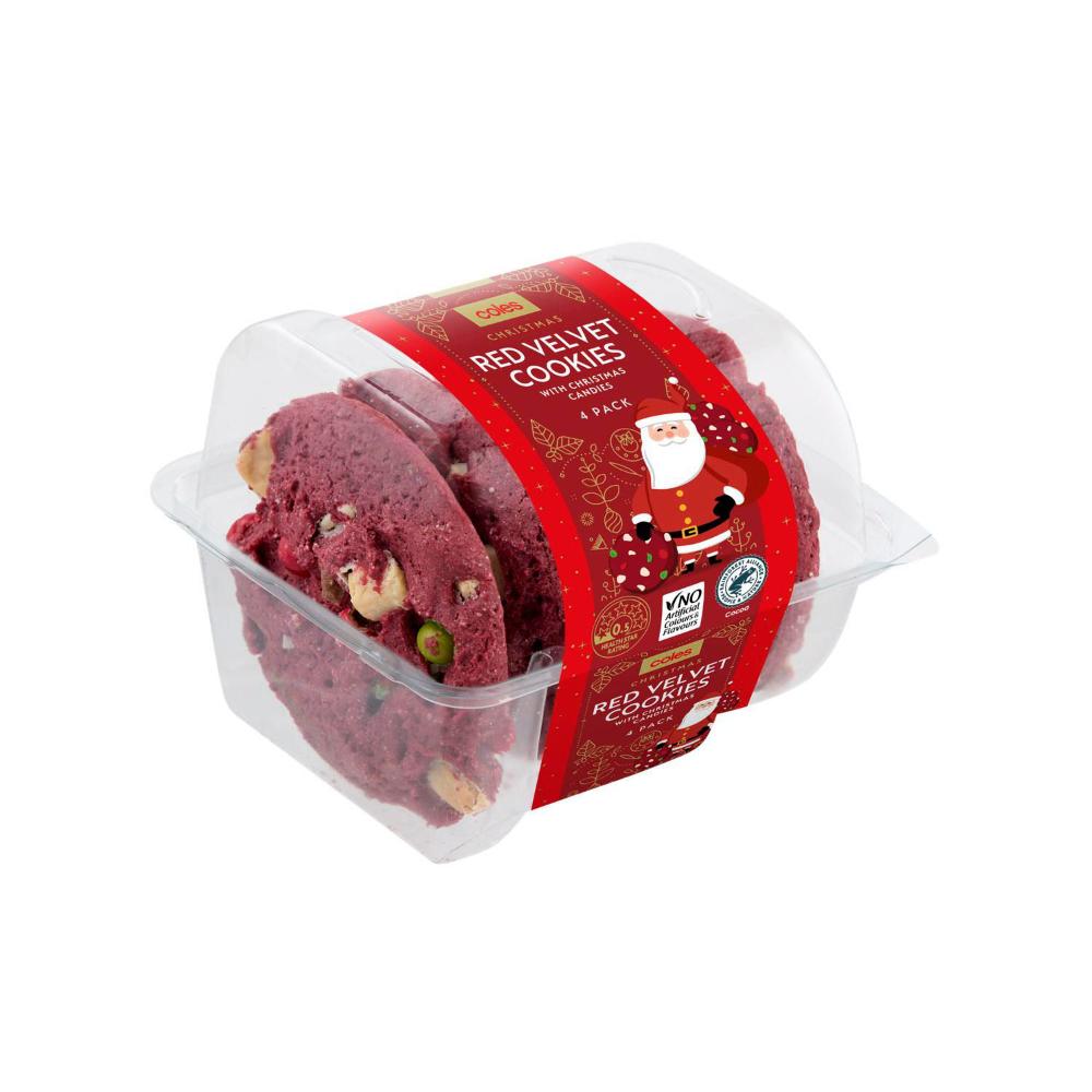 Buy Coles Bakery Christmas Red Velvet Cookie 4 Pack | Coles