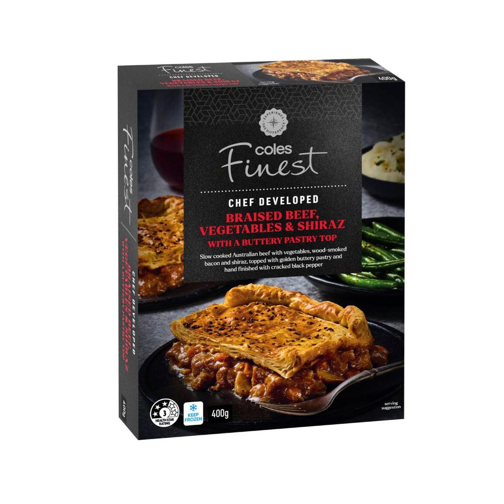 Buy Coles Finest Braised Beef Vegetables & Shiraz With Pastry Top 400g ...