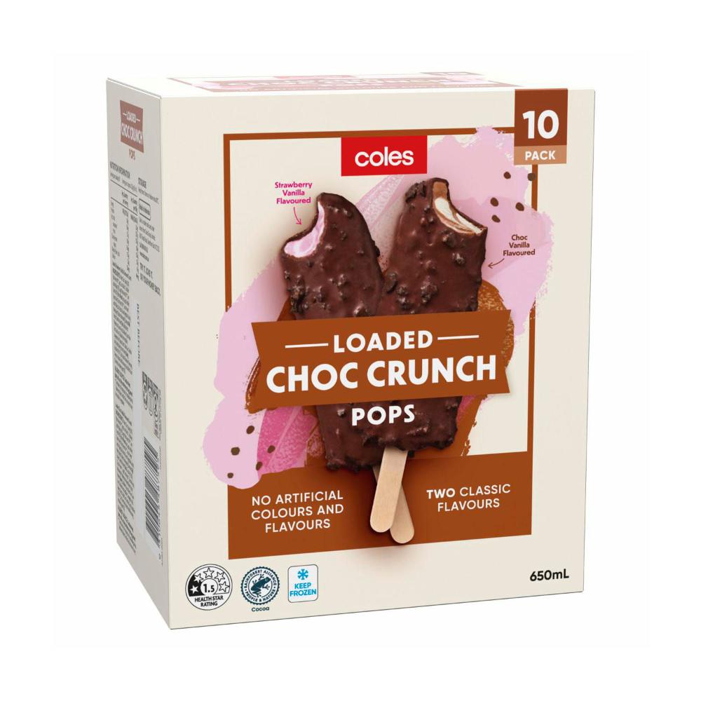 Buy Coles Loaded Choc Crunch & Strawberry Pop 10 Pack 650mL | Coles
