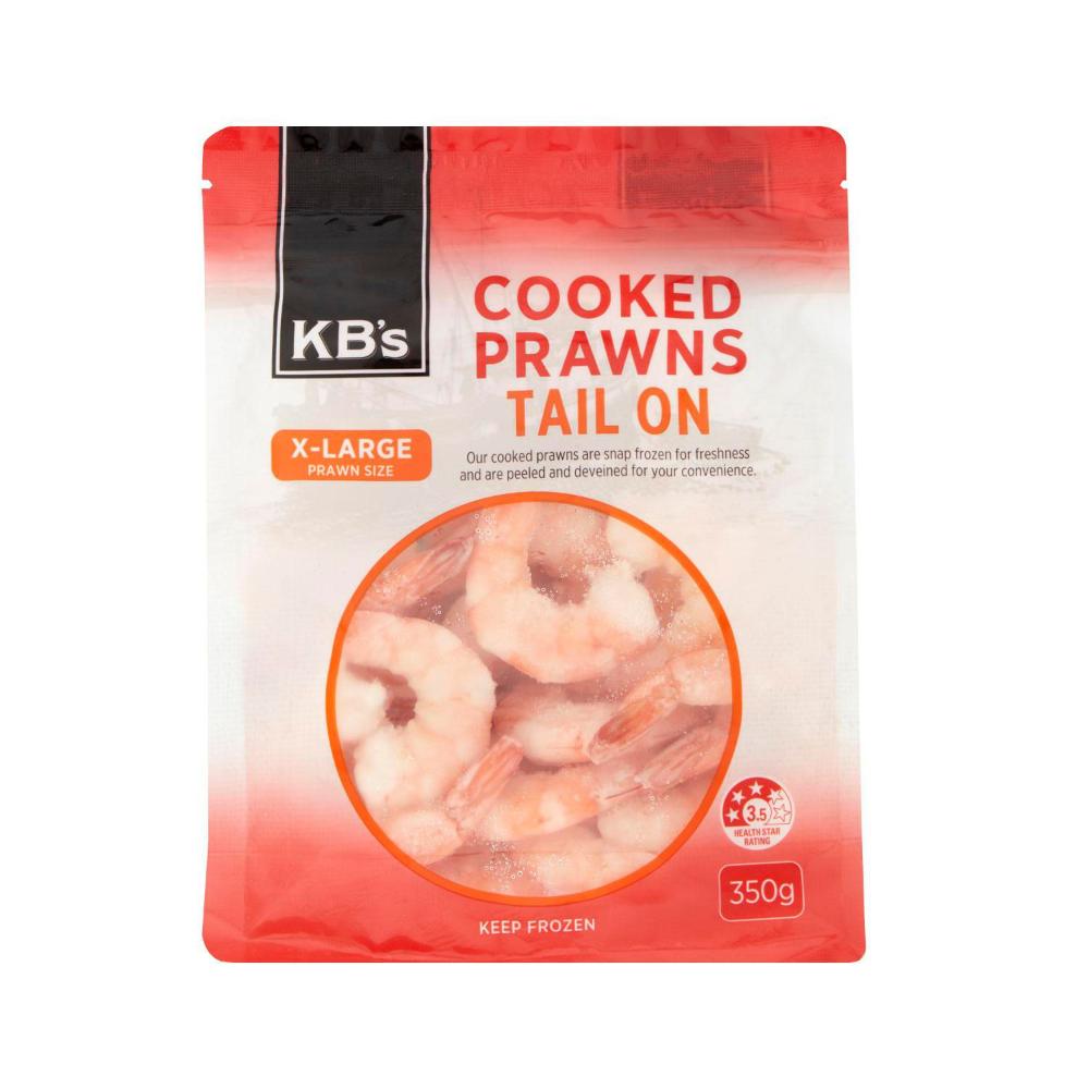 Buy KB's Cooked & Peeled Prawns Tail On Extra Large 350g | Coles