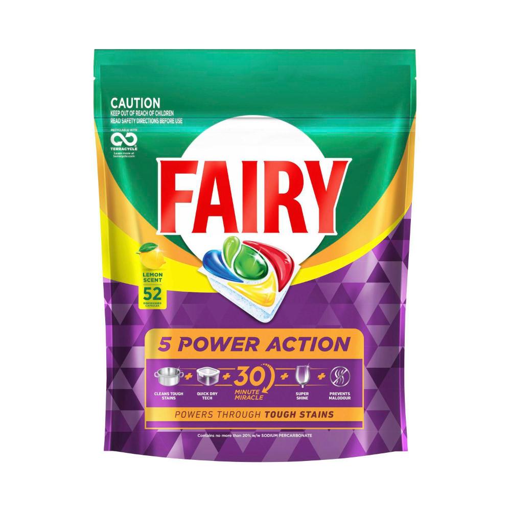 Buy Fairy 5 Power Action Lemon Dishwashing Tablets 52 Pack | Coles