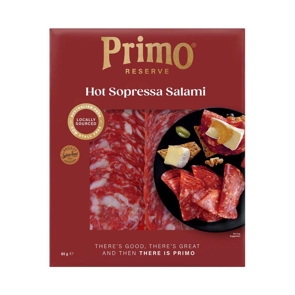 Buy Primo Reserve Hot Sopressa Salami Sliced Deli Meat 80g | Coles