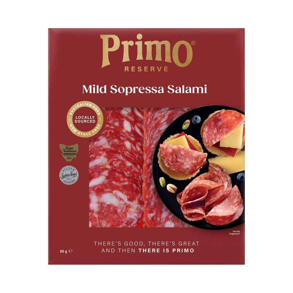 Buy Primo Reserve Mild Sopressa Salami Sliced Deli Meat 80g | Coles