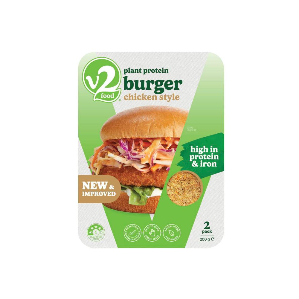Buy V2 Plant Based Chicken Burger 2 Pack 200g | Coles