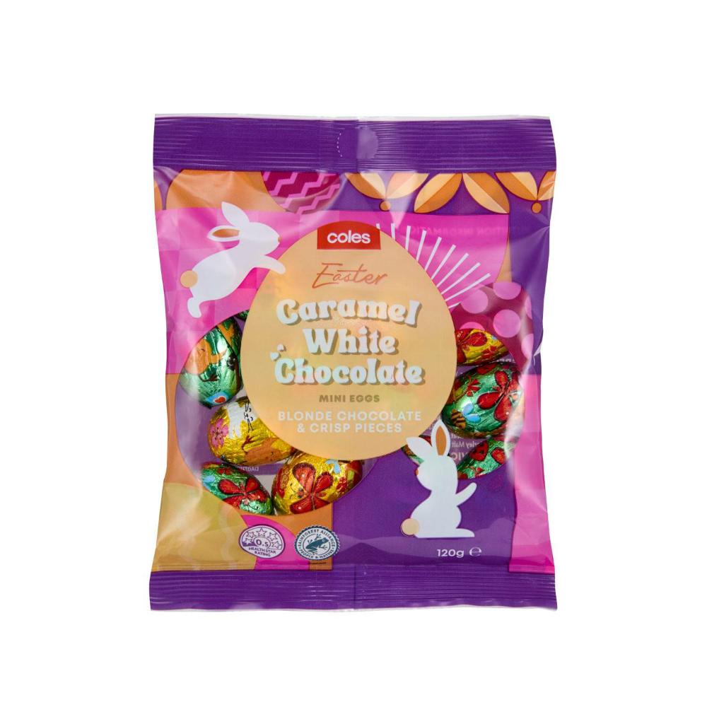 Buy Coles Easter Caramel White Chocolate Mini Eggs 120g | Coles