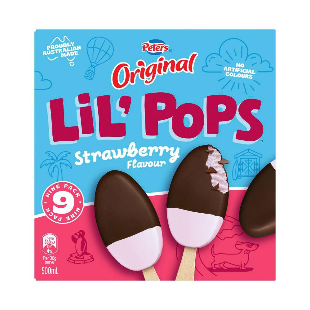 Buy Peters Original Lil Pops Strawberry 9pack 500 ML | Coles
