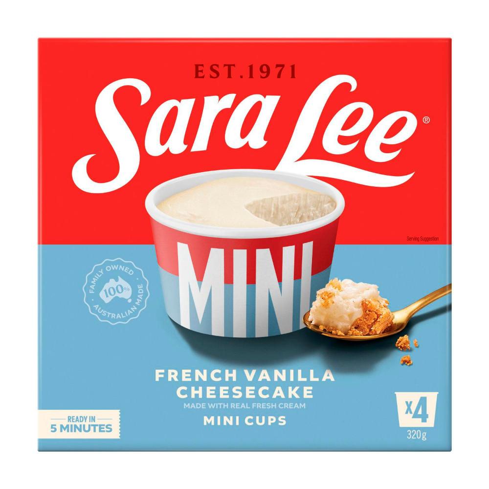 Buy Sara Lee Mini Cups French Vanilla Cheesecake 4 Pack 320g | Coles