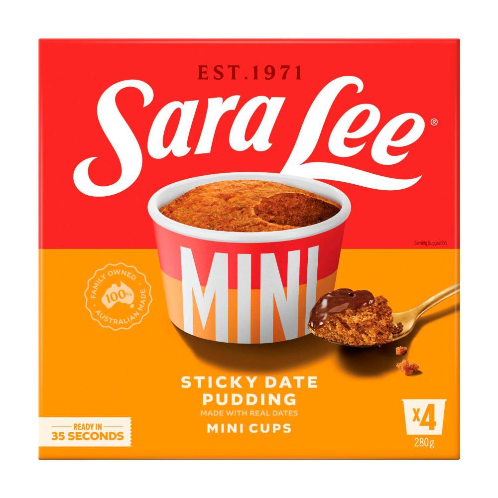 Buy Sara Lee Sticky Date Pudding Mini Cups 4 Pack 280g | Coles
