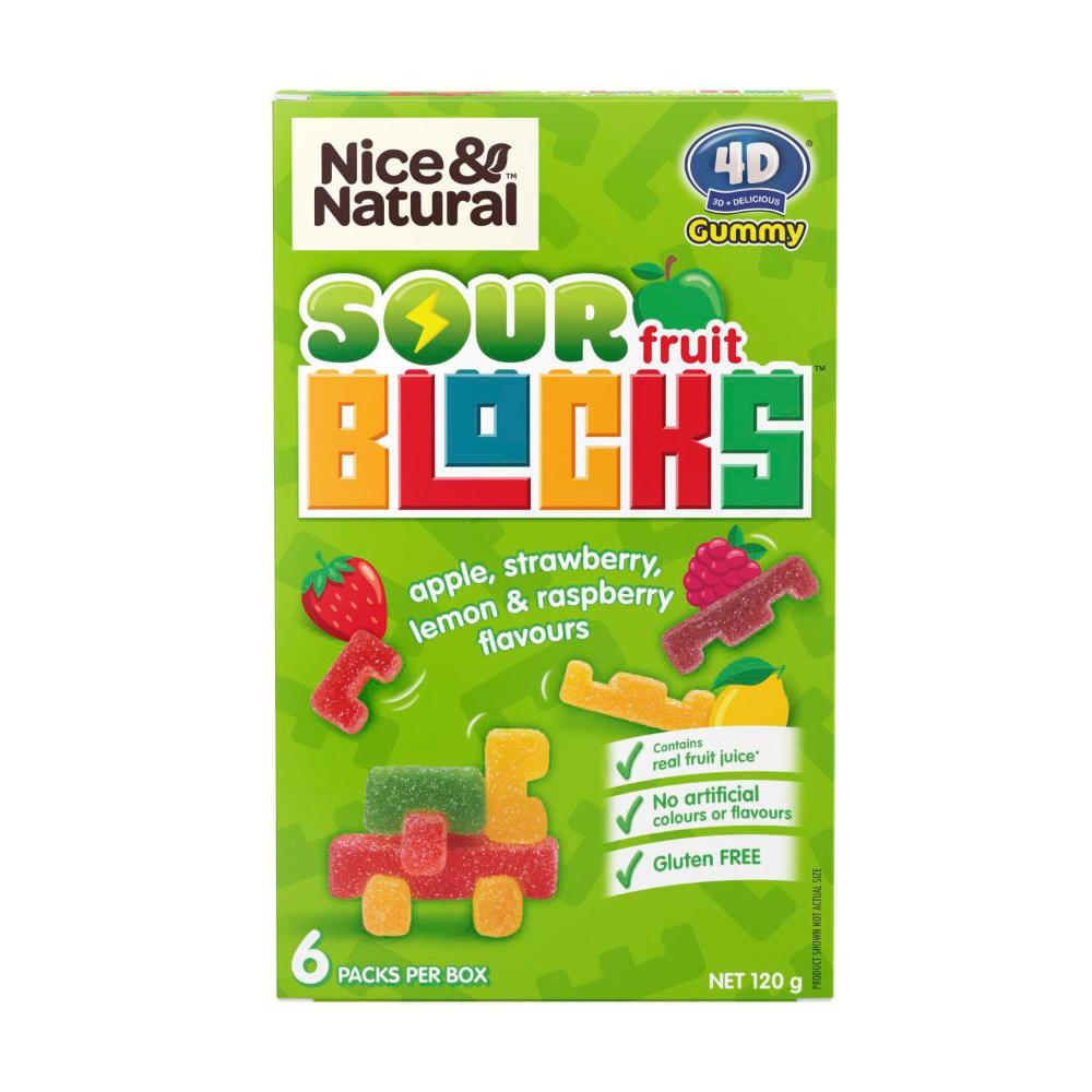 Buy Nice & Natural Sour Fruit Blocks 6 Pack 120g | Coles