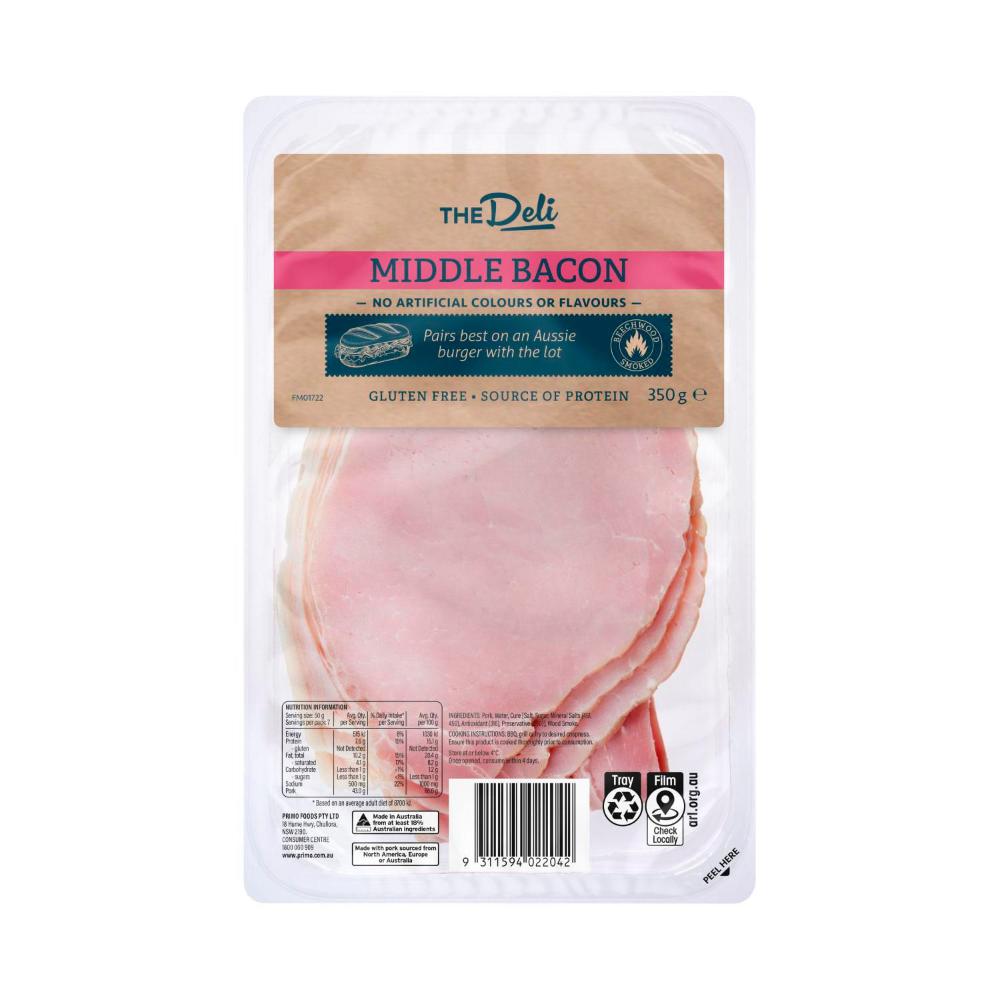 Buy The Deli Middle Bacon 350g | Coles
