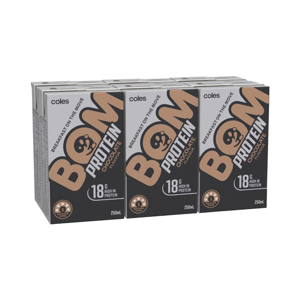 Buy Coles Bom High Protein Liquid Breakfast Chocolate 6x250ml 1.5L | Coles