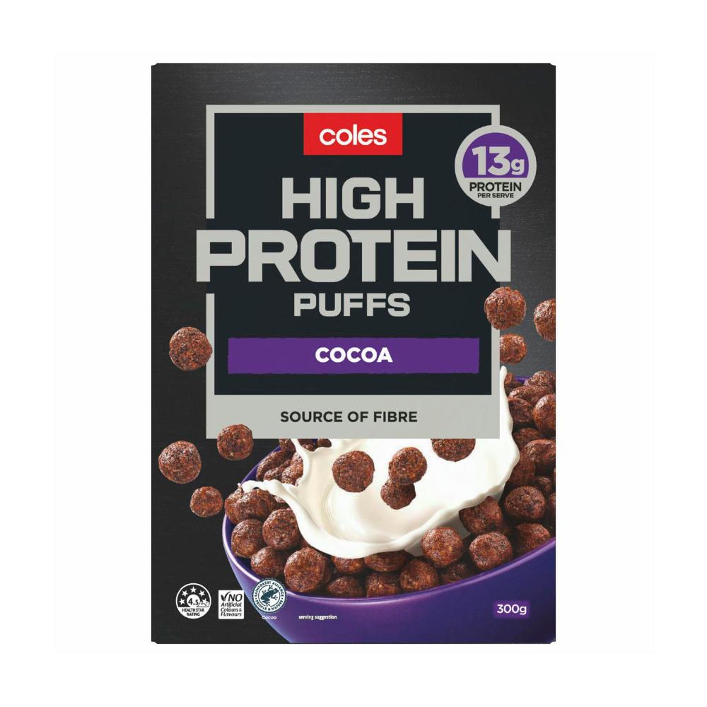 Buy Coles High Protein Cereal Puffs Cocoa 300g | Coles