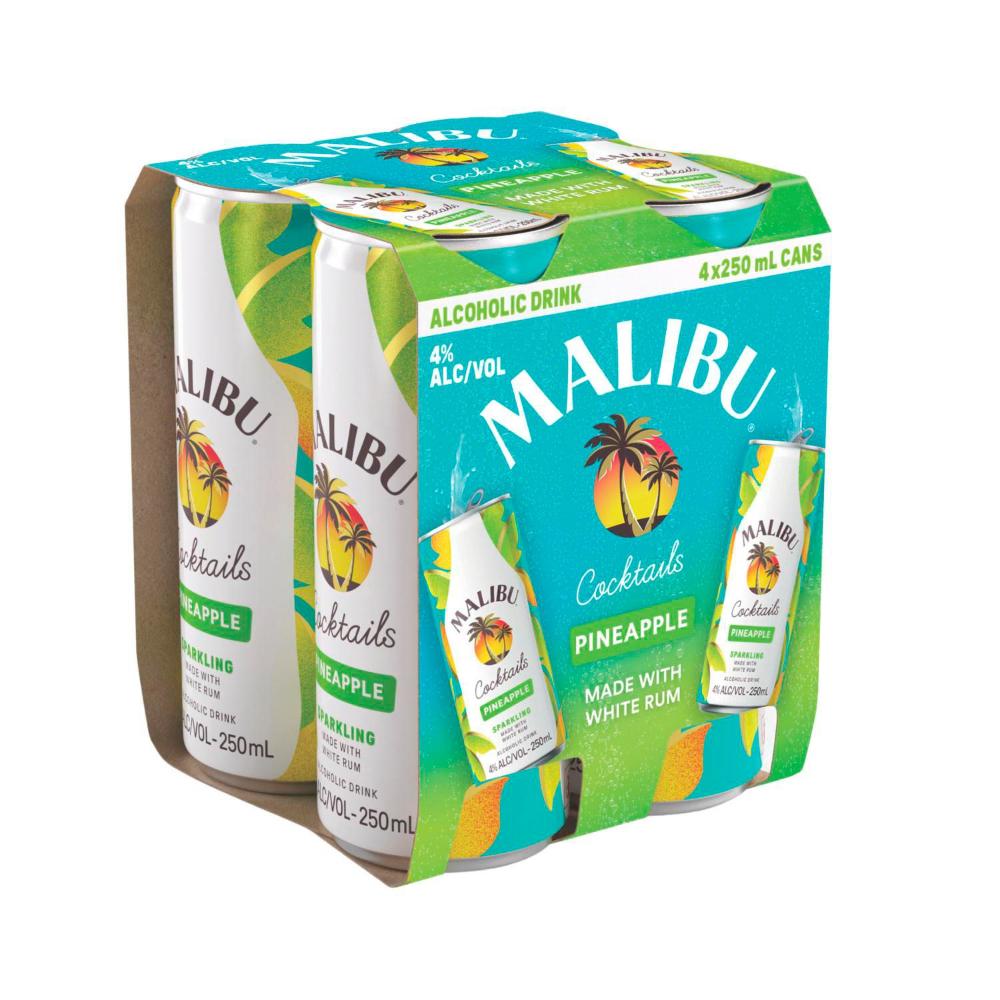 Buy Malibu Pineapple Can 250ml 4 Pack | Coles