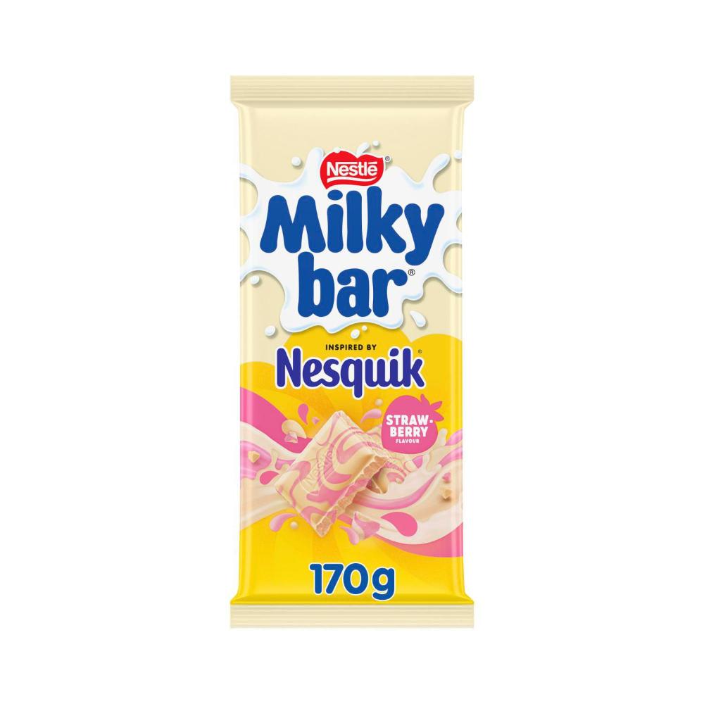 Buy Milkybar Nesquik Strawberry Chocolate Block 170g | Coles