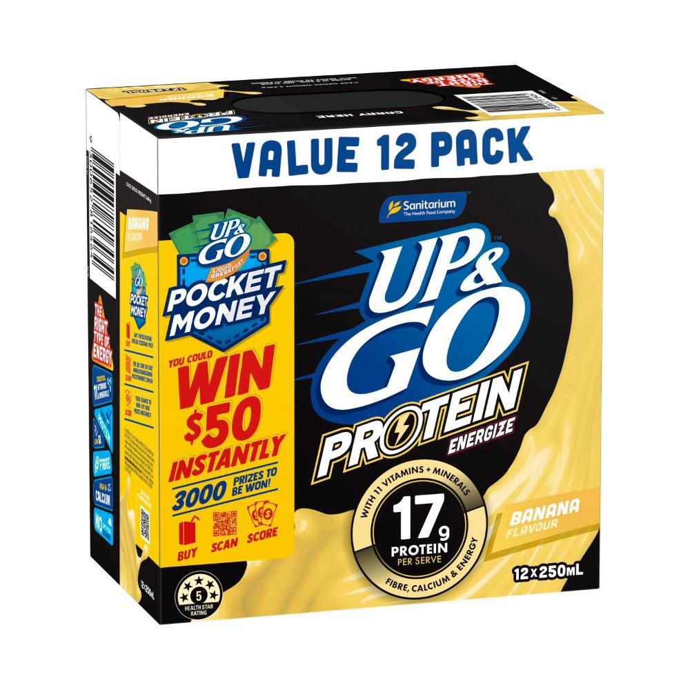 Buy Sanitarium Up&go Protein Energize Liquid Breakfast Banana 250ml 12 ...
