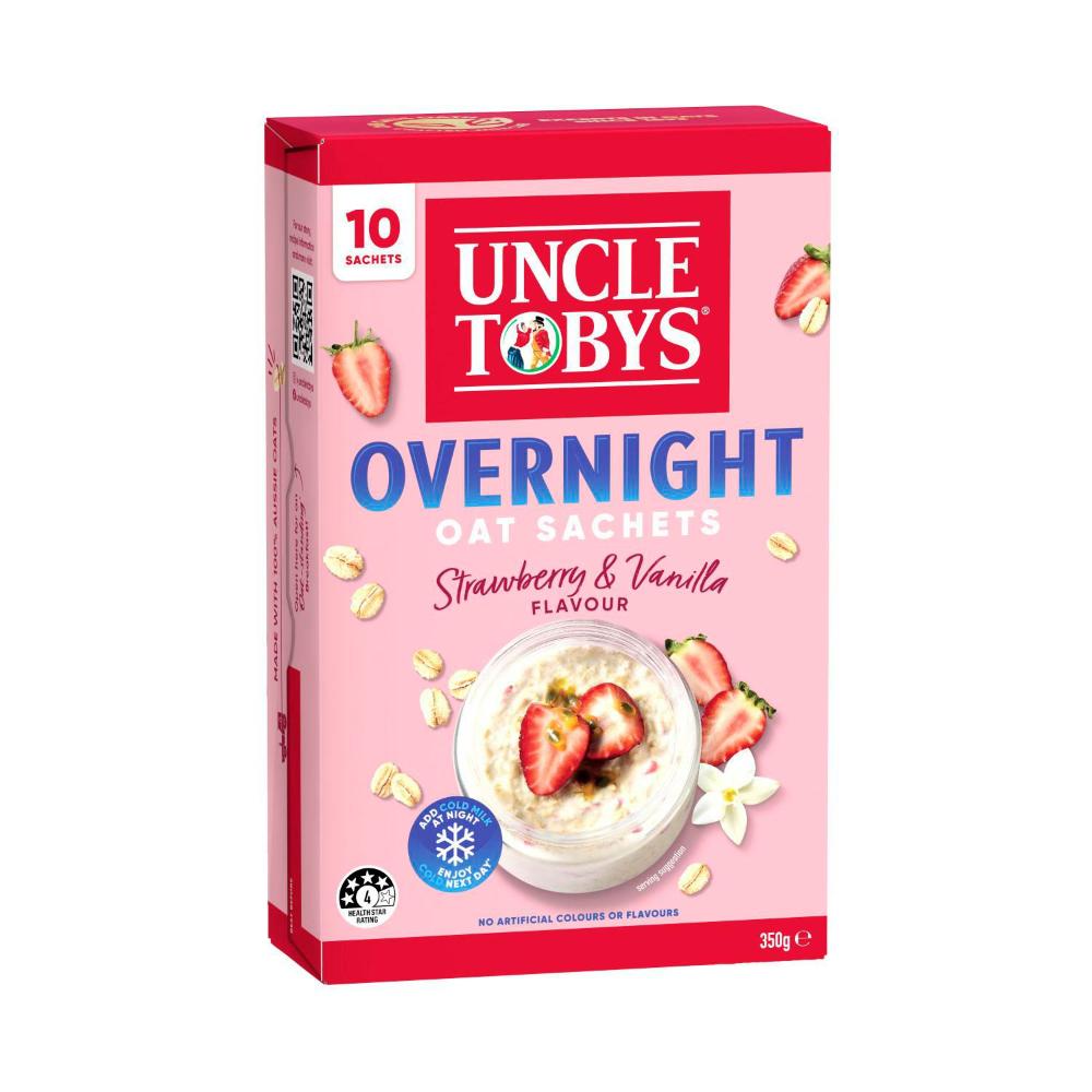 Buy Uncle Tobys Overnight Oat Sachets Strawberry & Vanilla Flavour 350g ...